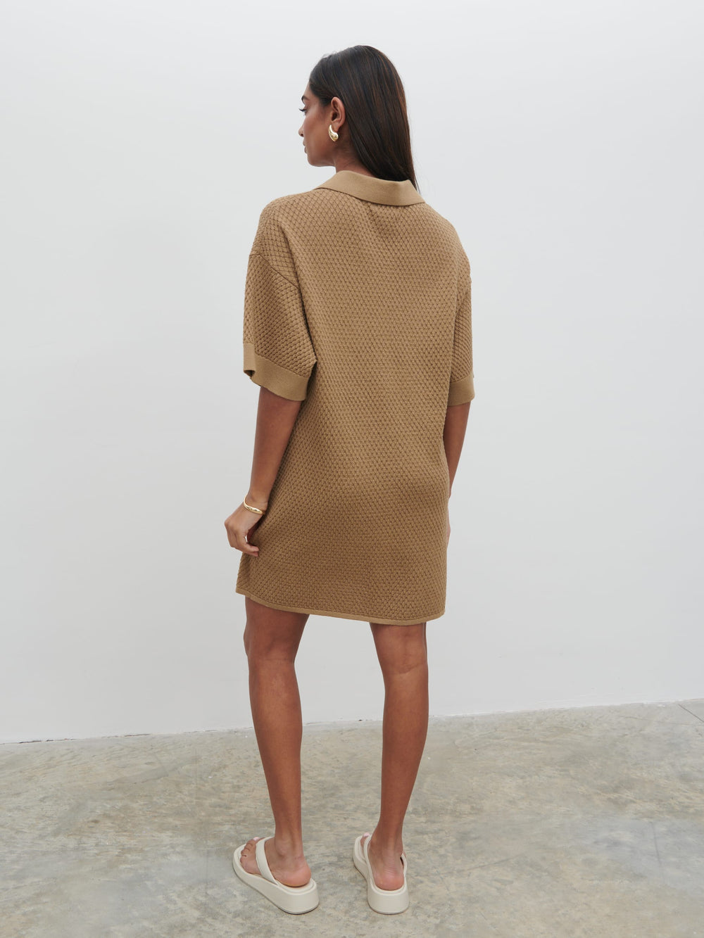 Willow Knit Mini Dress - Biscuit – Pretty Lavish
