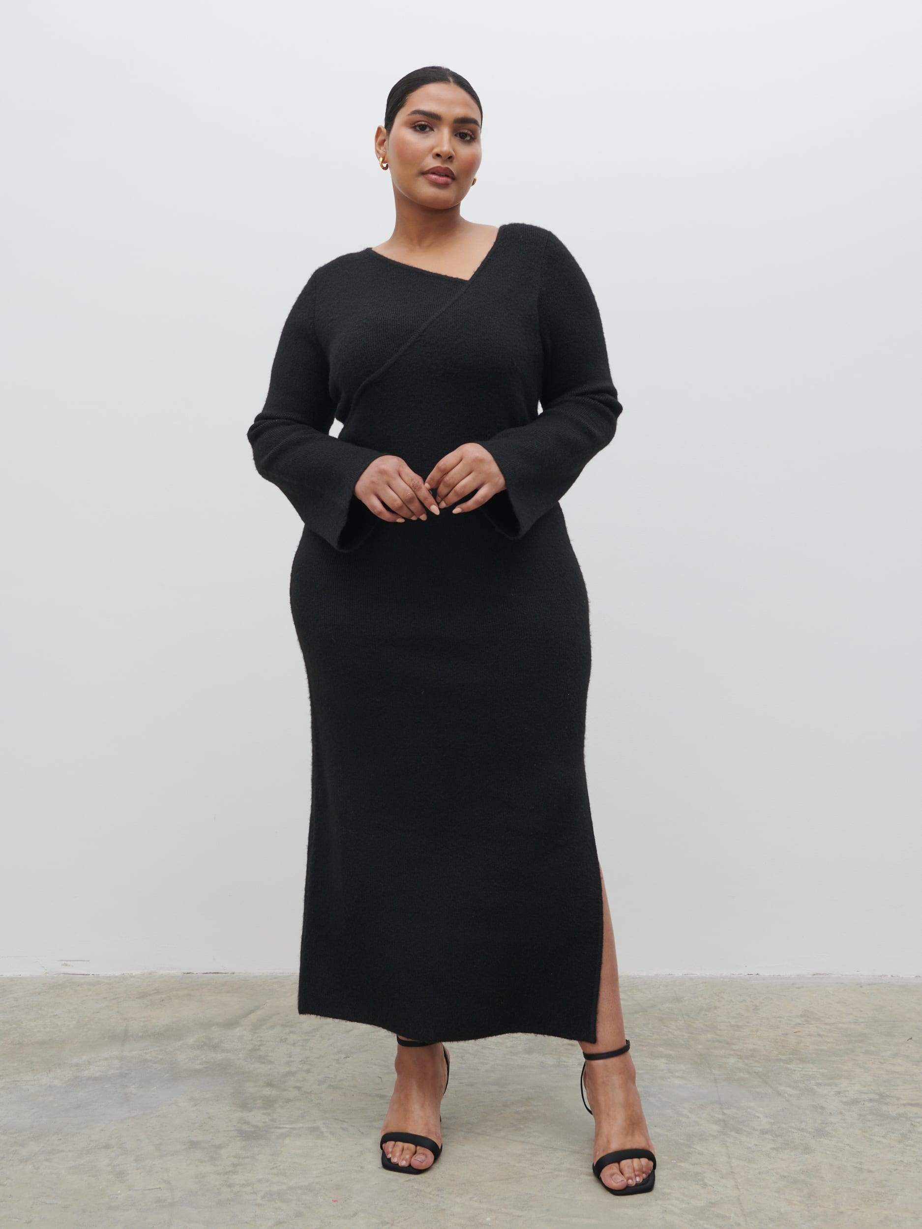 Zariah Space Dye Midaxi Dress Curve - Black – Pretty Lavish