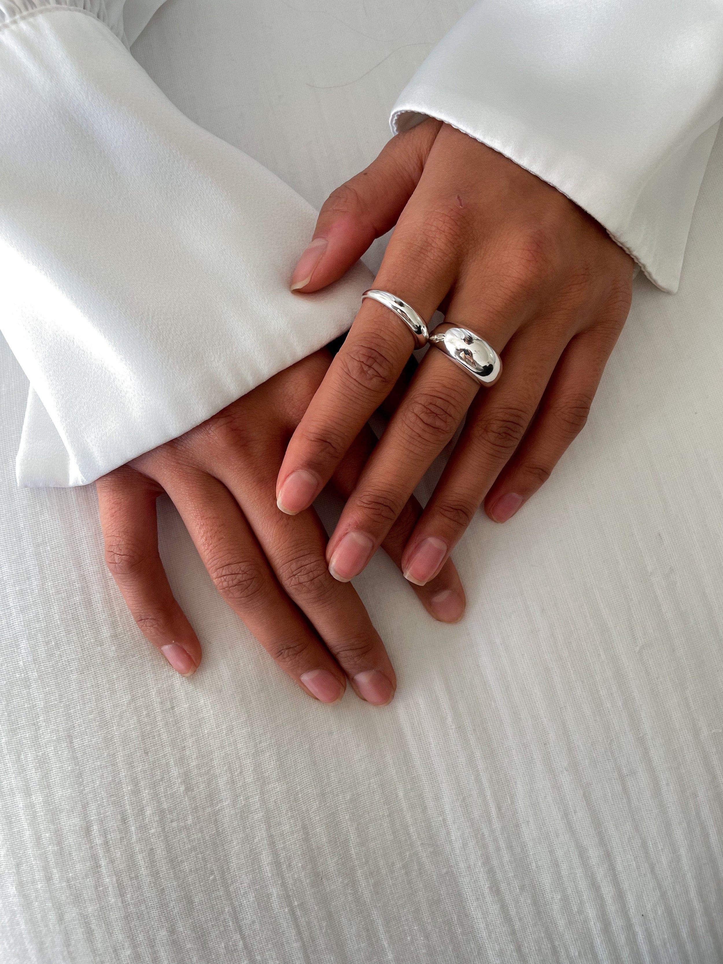 Renetta Thin Band Ring - Recycled Silver – Pretty Lavish