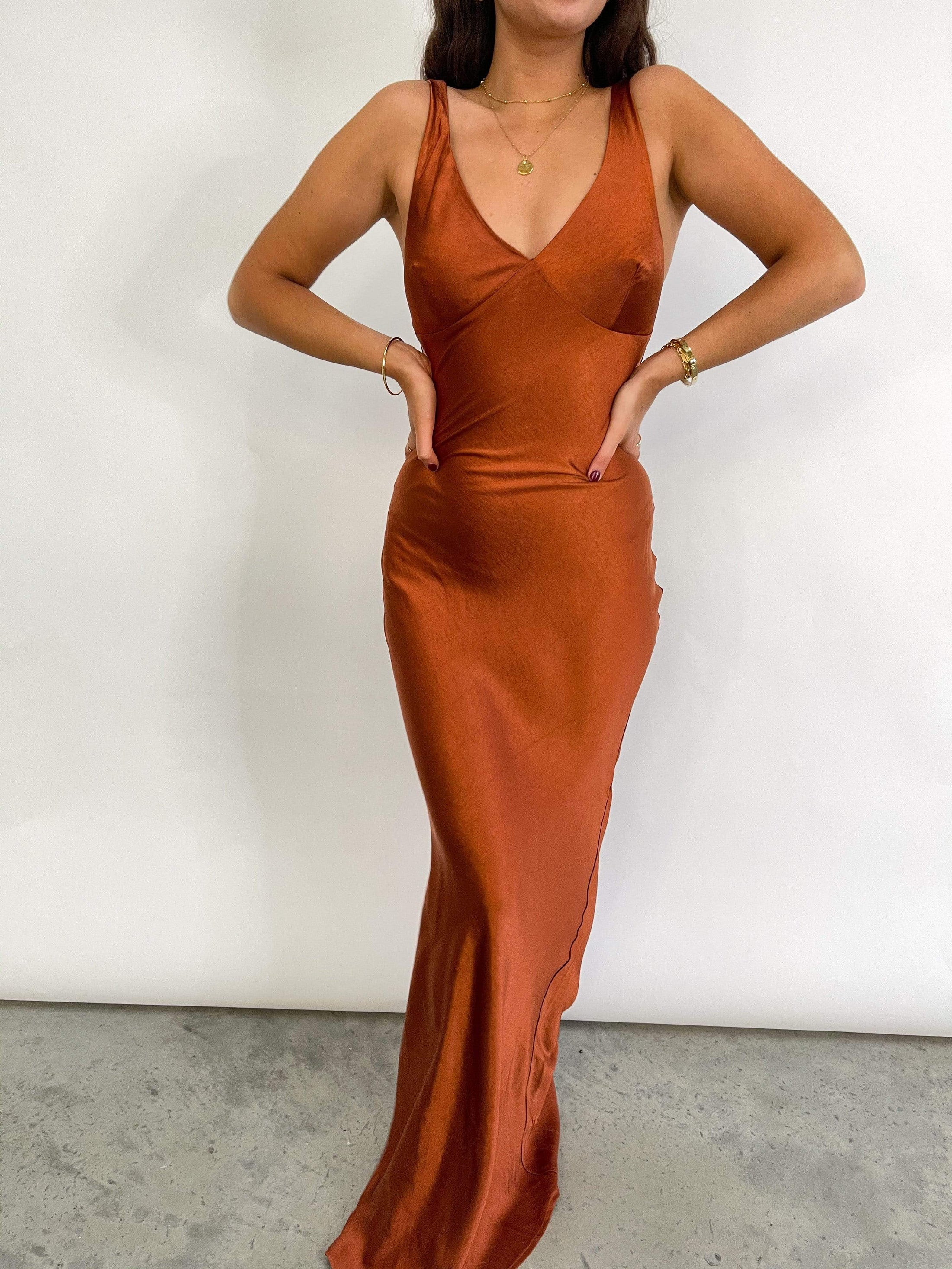 Piper Maxi Dress - Matte Copper – Pretty Lavish