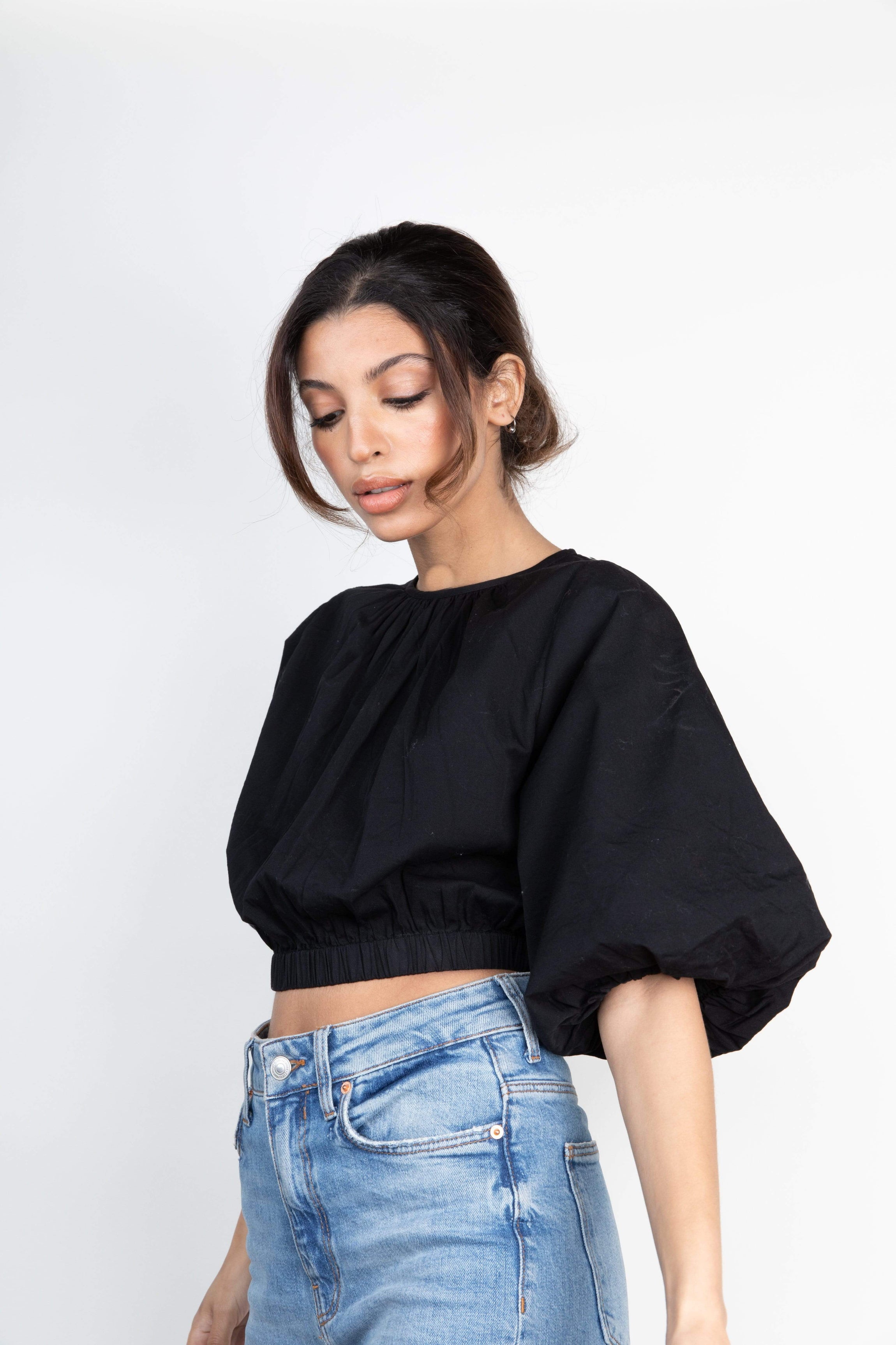 Ruby Puff Sleeve Blouse - Black – Pretty Lavish